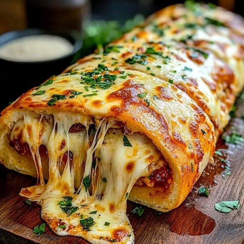 Cheesy Pizza Stuffed Bread Recipe: Easy Appetizer (printable PDF) - Etsy