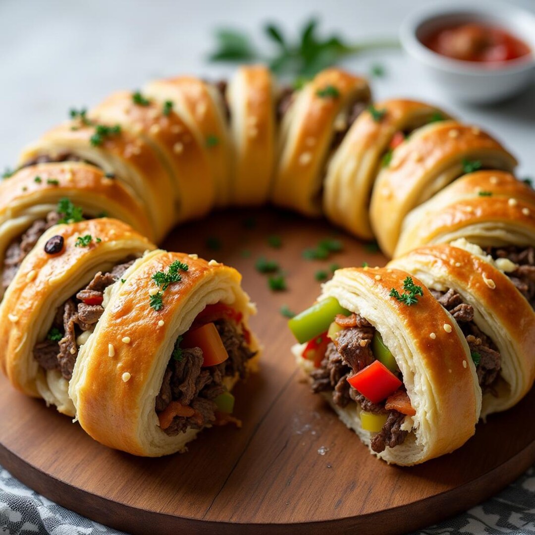 Steak and Cheese Crescent Ring Recipe: Savory Herb Centerpiece (digital ...