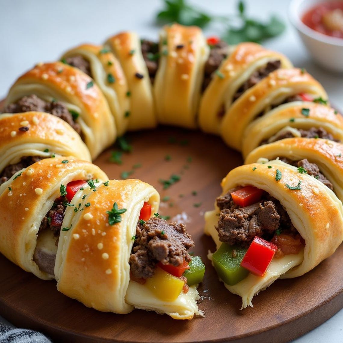 Steak and Cheese Crescent Ring Recipe: Savory Herb Centerpiece (digital ...