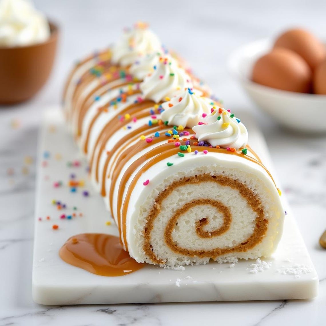 Best Holiday Caramel Swirl Cake Rolls – Soft Sponge With Creamy Caramel ...