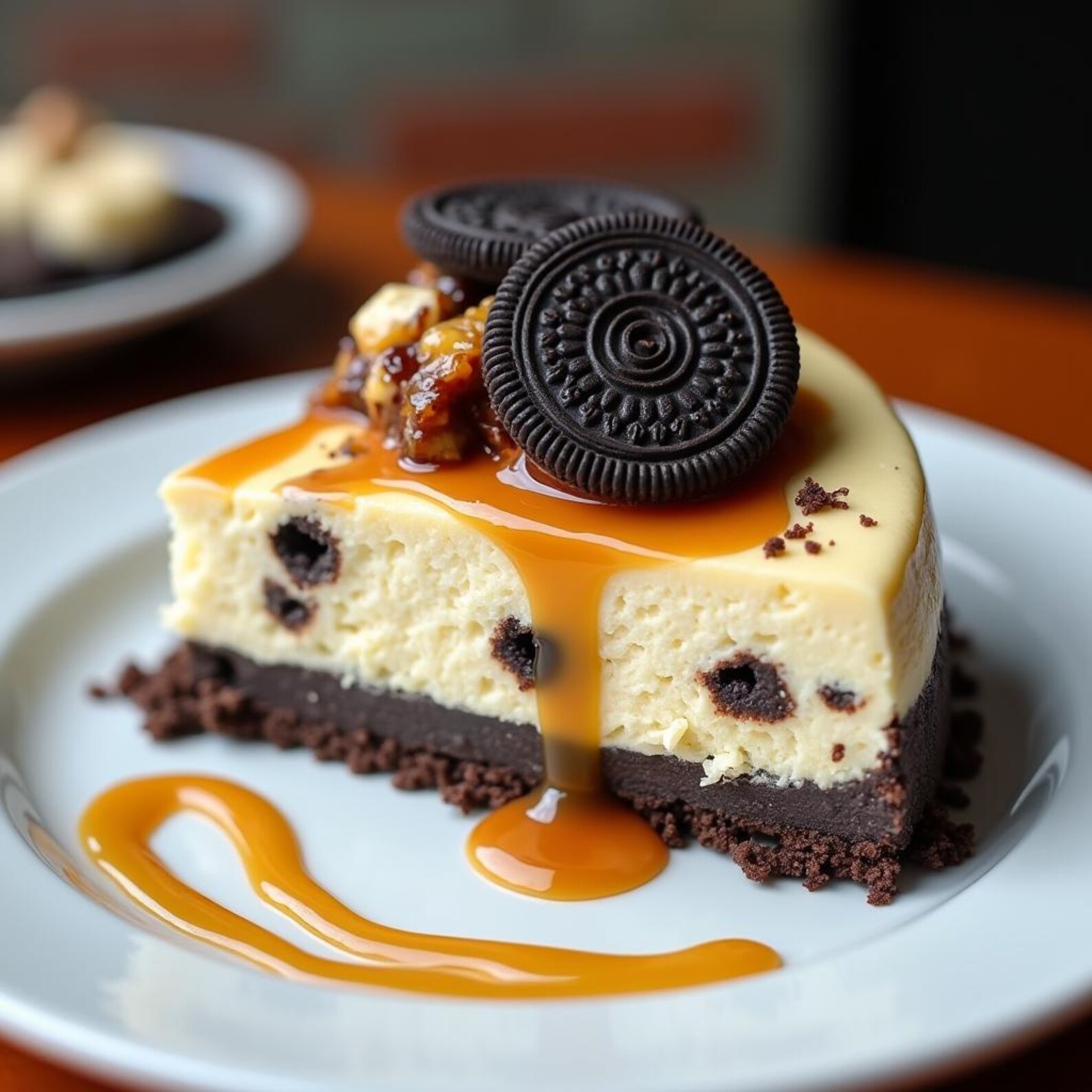 Oreo & Caramel Cheesecake – Rich New York Cheesecake With Crushed Oreos, Caramel Sauce White ...