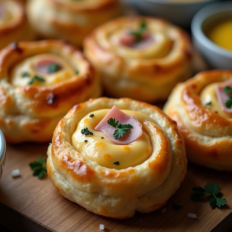 Ham & Cheese Puff Pastry Swirls Recipe | Easy Dessert Baking (digital ...