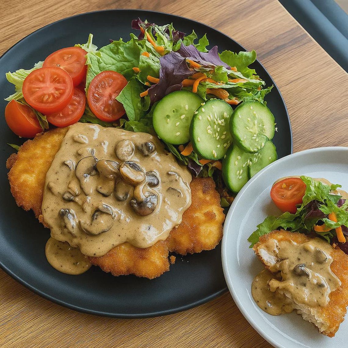 Crispy Chicken Schnitzel Recipe: Creamy Mushroom Sauce (printable PDF ...