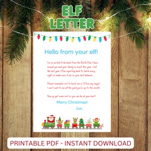 Elf Arrival Letter, Printable Elf Letter, Elf Message, Holiday Keepsake ...