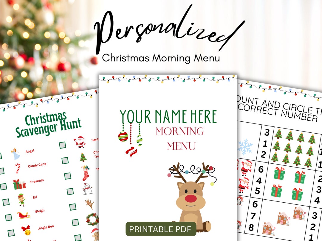 Personalized Christmas Morning Menu Homeschool, Preschool Morning Menu ...