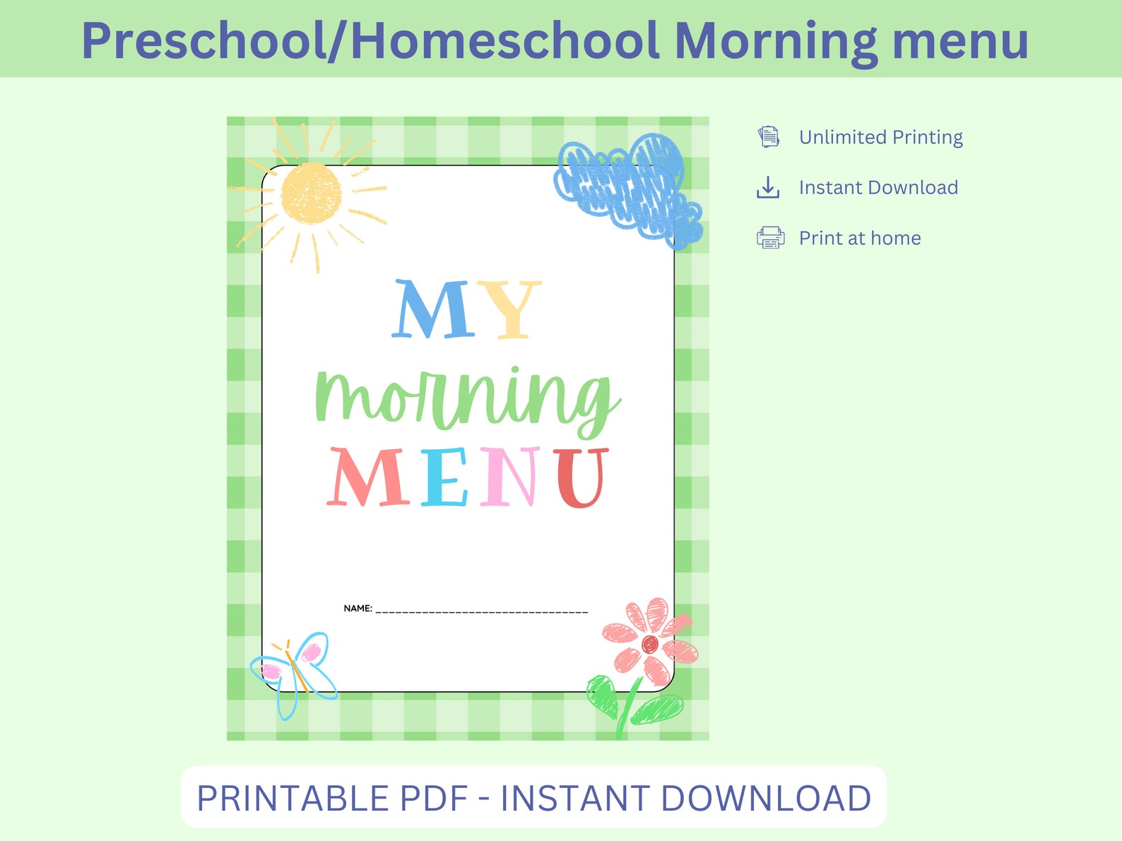 Preschool Morning Menu, Homeschool Preschool, Preschool Worksheets ...