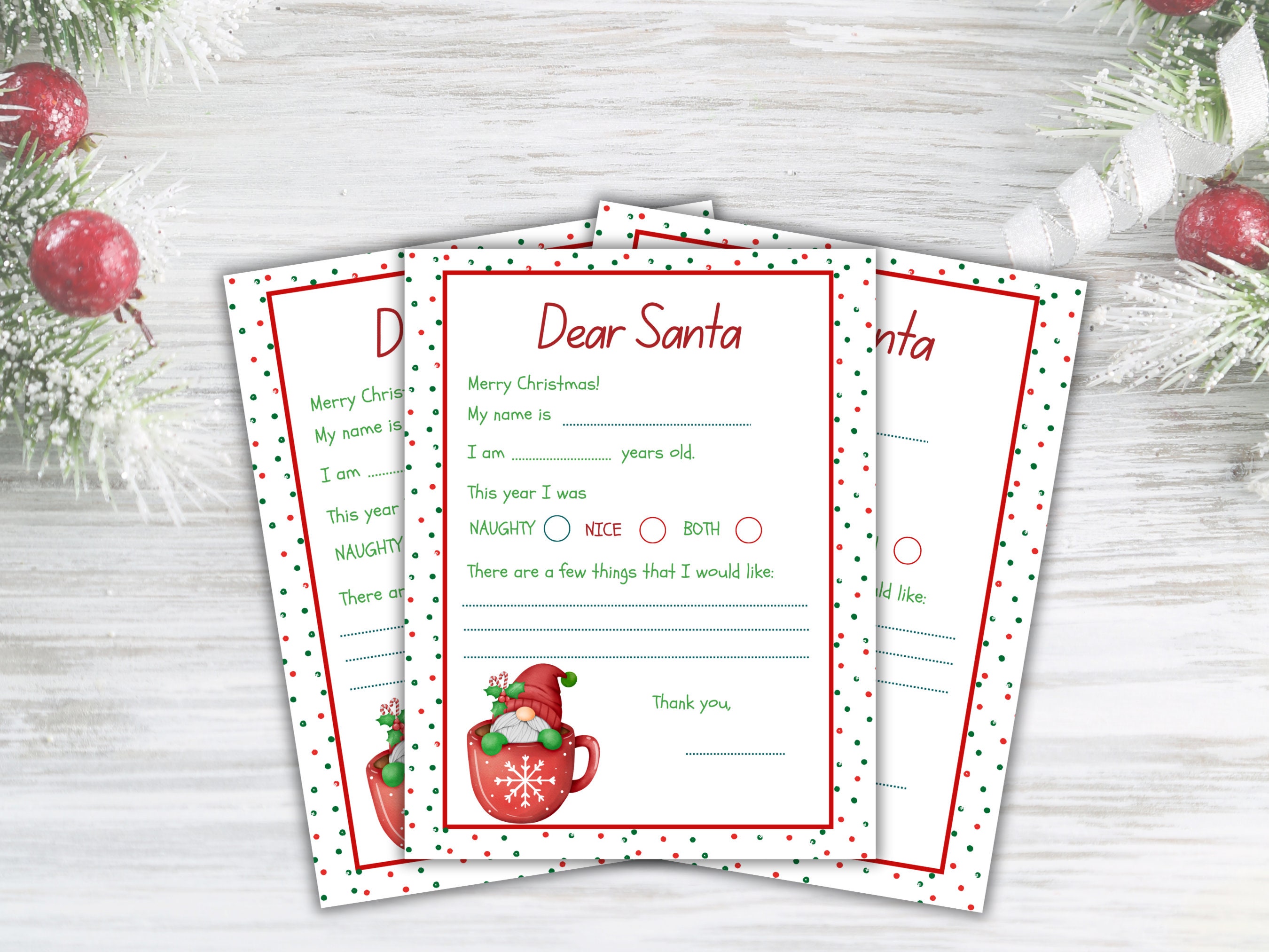 Santa Letter, Dear Santa, Letter to Santa, Santa Letter Printable ...
