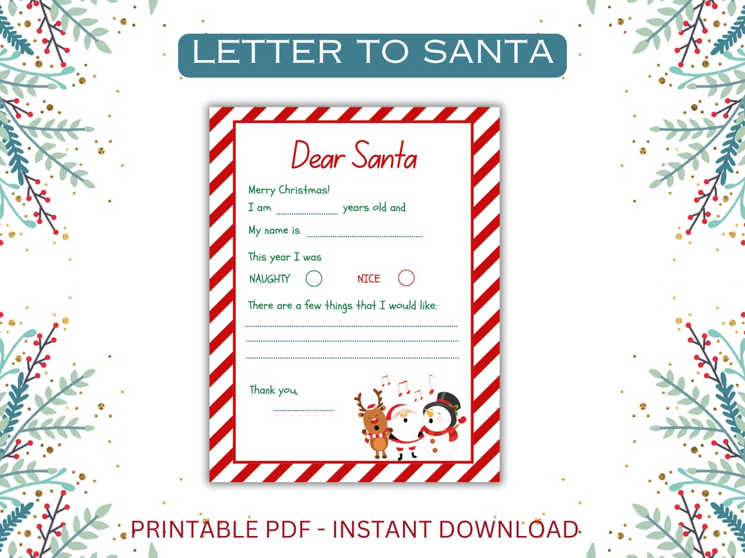 Letter to Santa / Letter to Santa Printable / Kids Letter to Santa ...