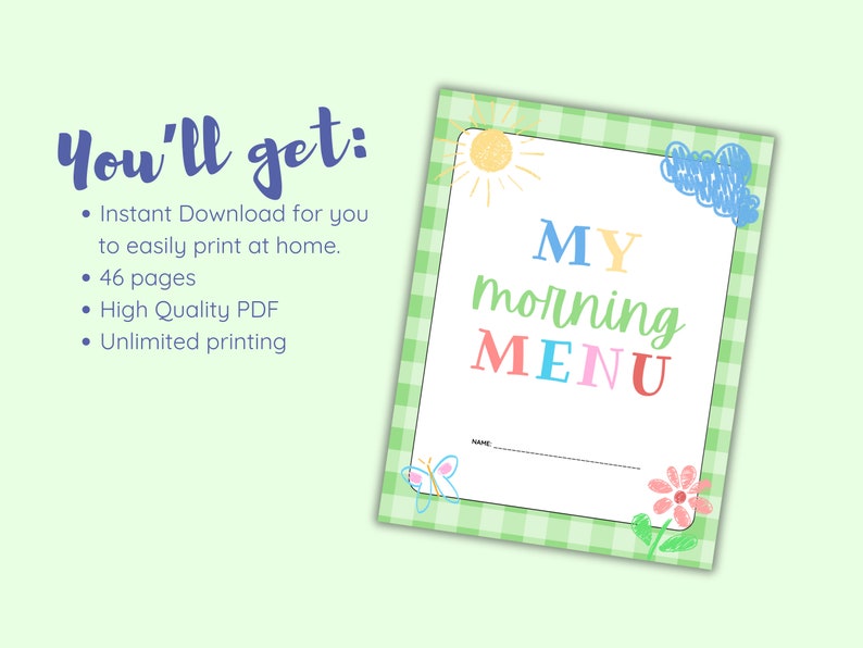 Preschool Morning Menu, Homeschool Preschool, Preschool Worksheets ...