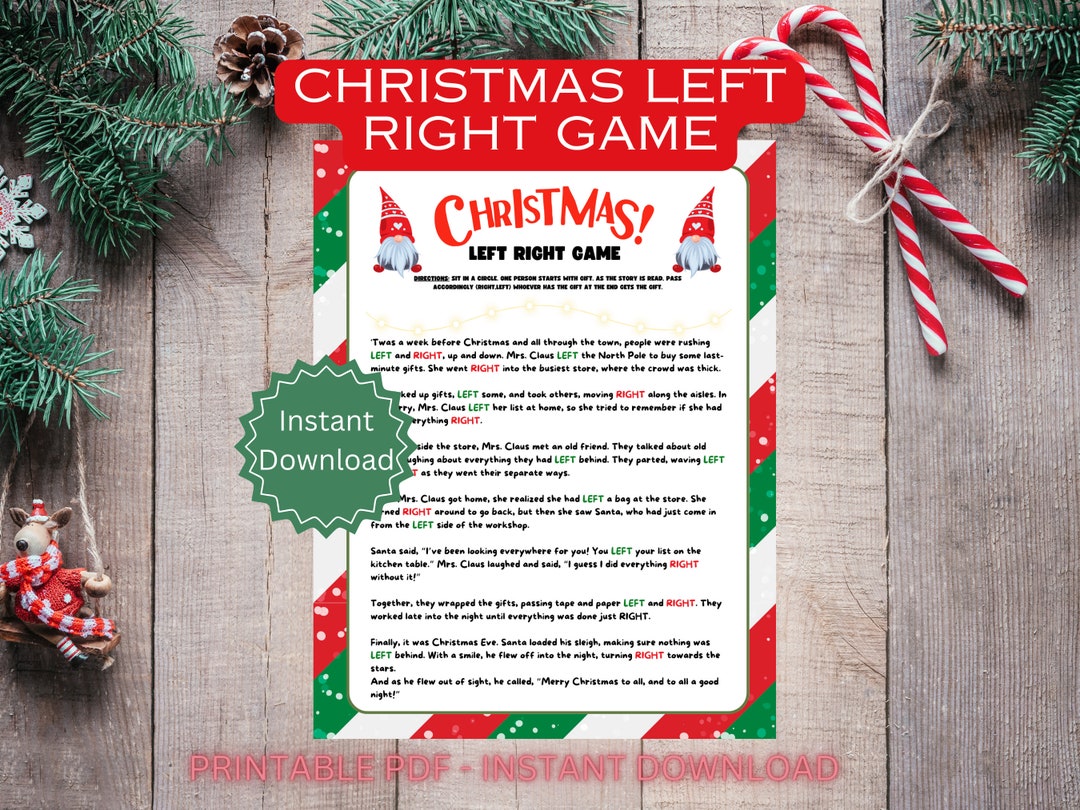 Christmas Left Right, Christmas Party Game, Gift Exchange Game, Pass ...