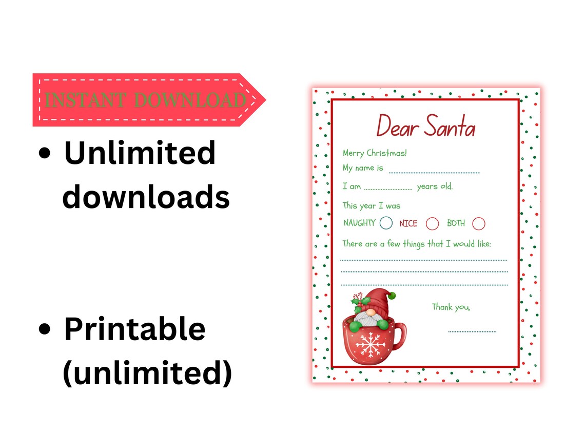 Santa Letter, Dear Santa, Letter to Santa, Santa Letter Printable ...