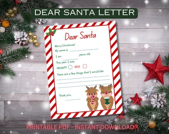 Santa Letter, Dear Santa, Letter to Santa, Santa Letter Printable ...
