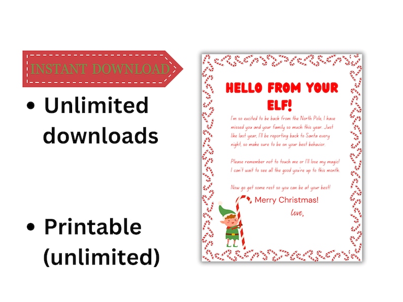 Elf Arrival Letter, Printable Christmas Letter, Elf Message, Holiday ...