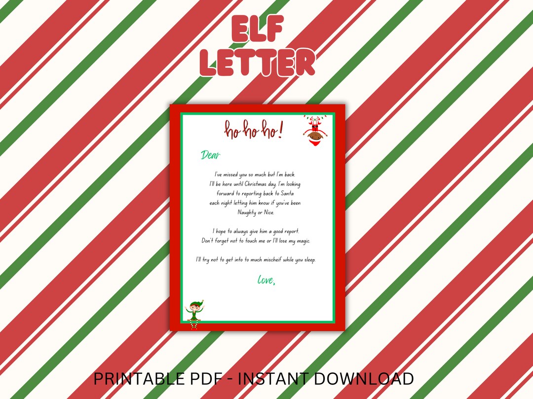 Elf Arrival Letter, Elf Letter Printable, Letter From Elf Printable ...
