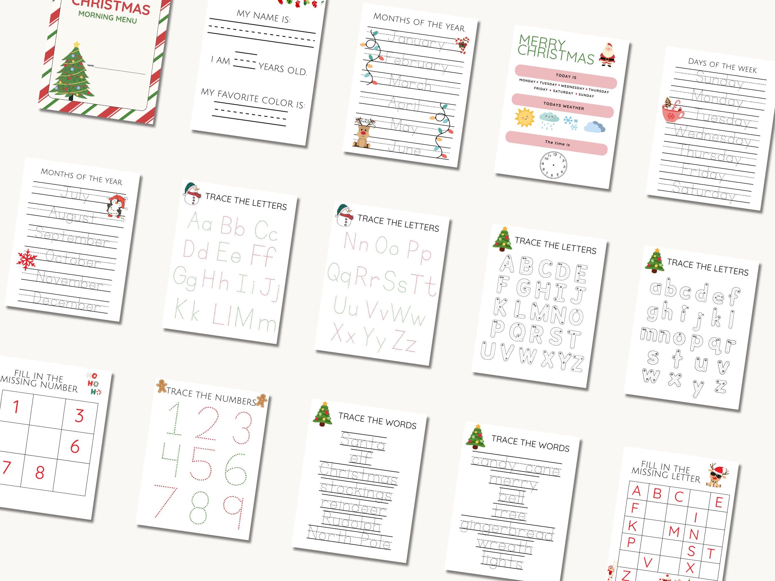Christmas Morning Menu, Homeschool Preschool, Preschool Worksheets ...