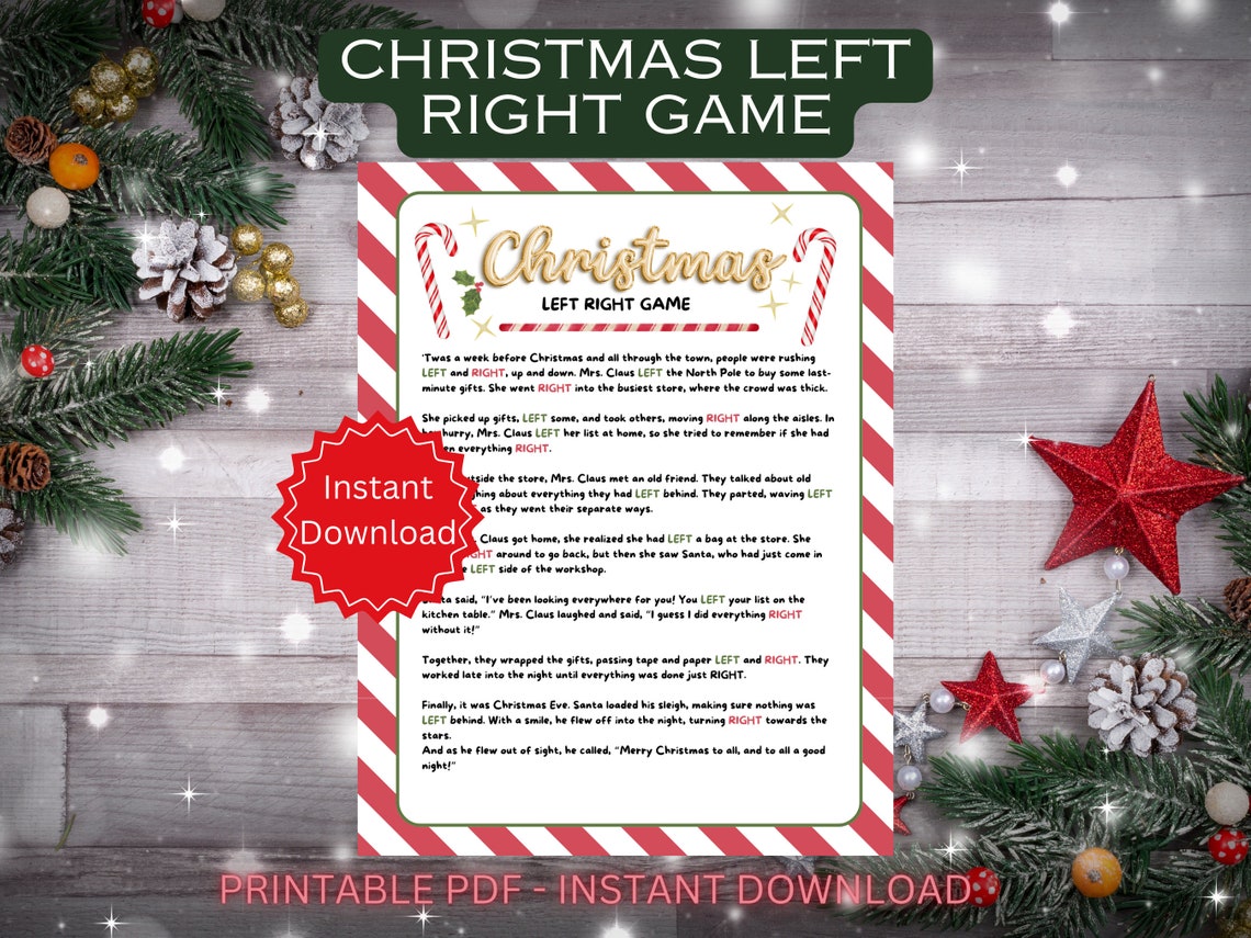 Christmas Left Right, Christmas Party Game, Gift Exchange Game, Pass ...