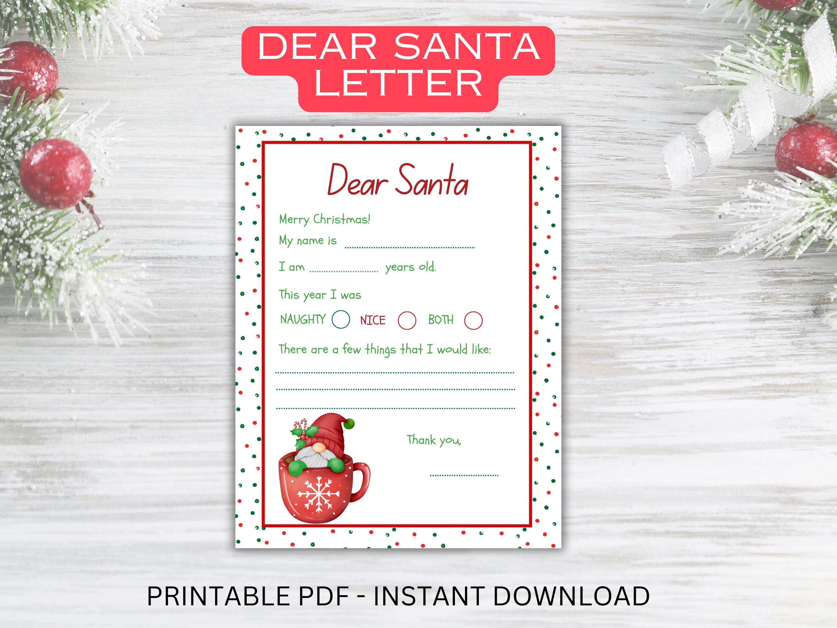 Santa Letter, Dear Santa, Letter to Santa, Santa Letter Printable ...