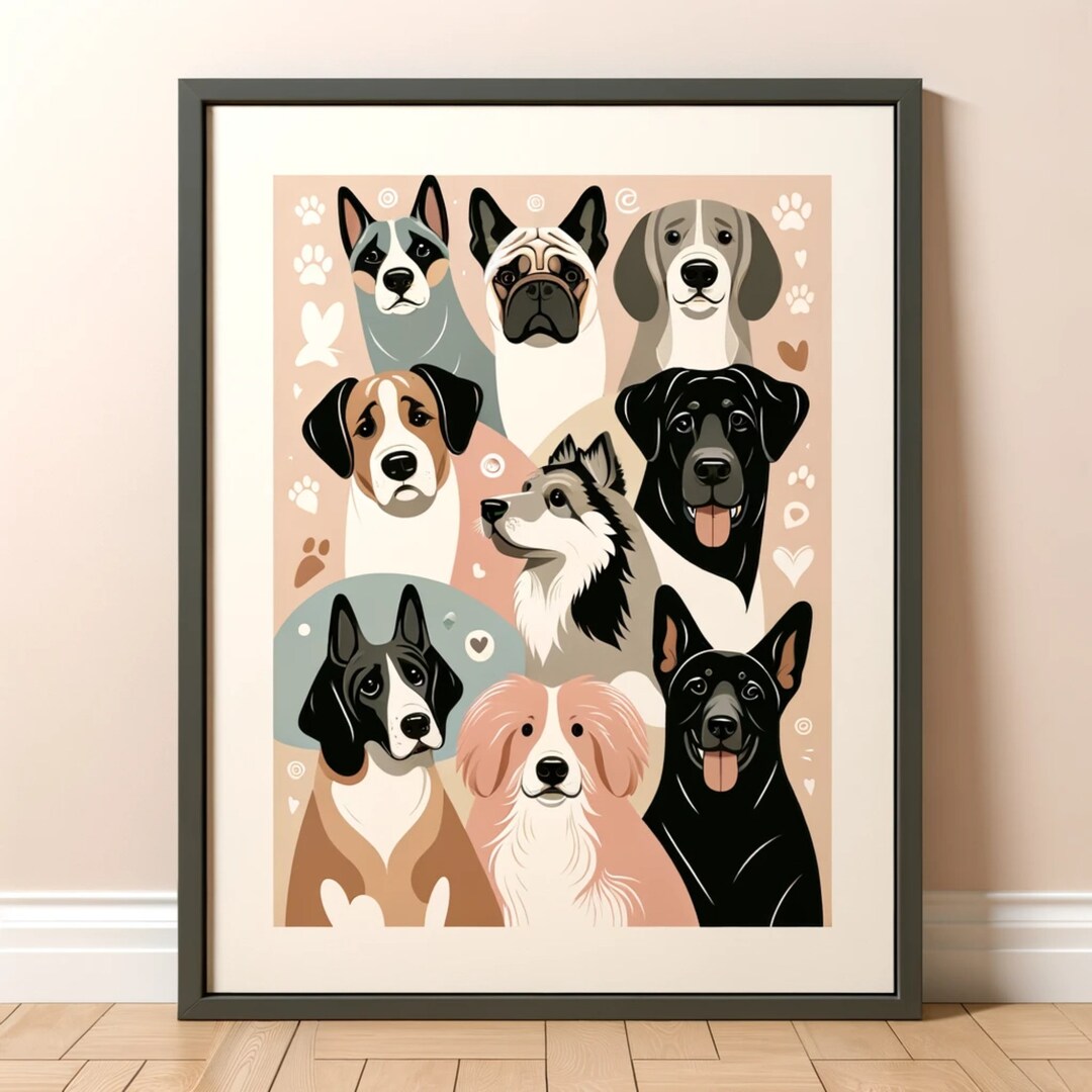 Colorful Dogs Printable Dog Poster Dog Breeds Colorful Art - Etsy