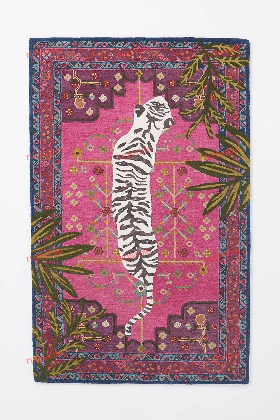 Tufted Bengal Tiger Custom Pink Rug Hand Tufted Rug Tufted Wool Rug ...
