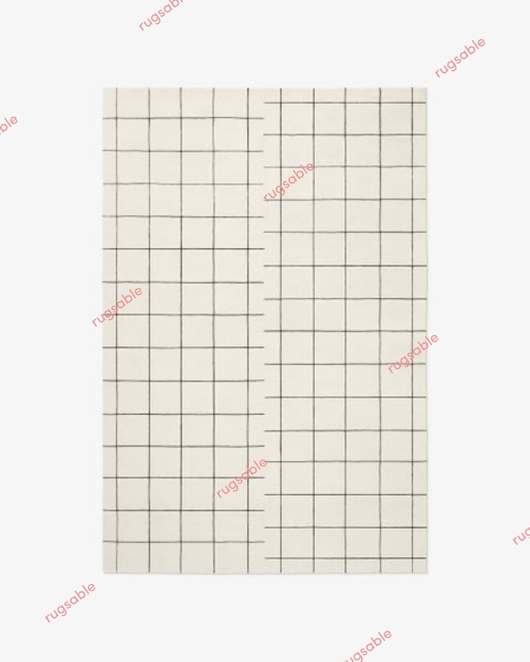 Hand Tufted Rug Modern Box Rug Grid Dusty White Black Solid Colored Rug ...