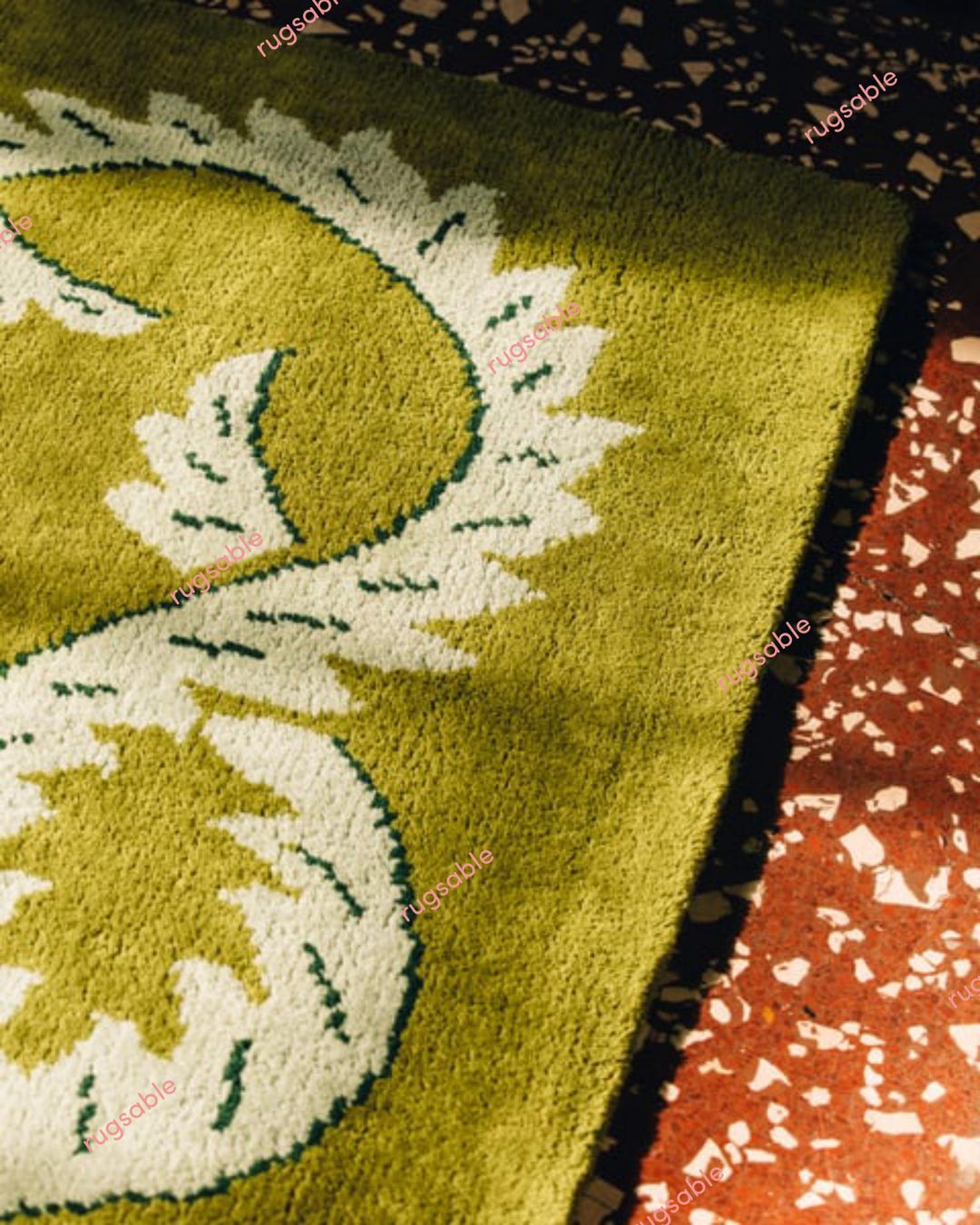 Bespoke Tufted Rug Hand Tufted Rug Climbing Vine Olive Rug 5x8 6x9 7x10 ...