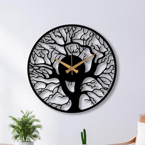 Nature,inspired Wall Clock With Tree Design ,available in Black, Gold ...