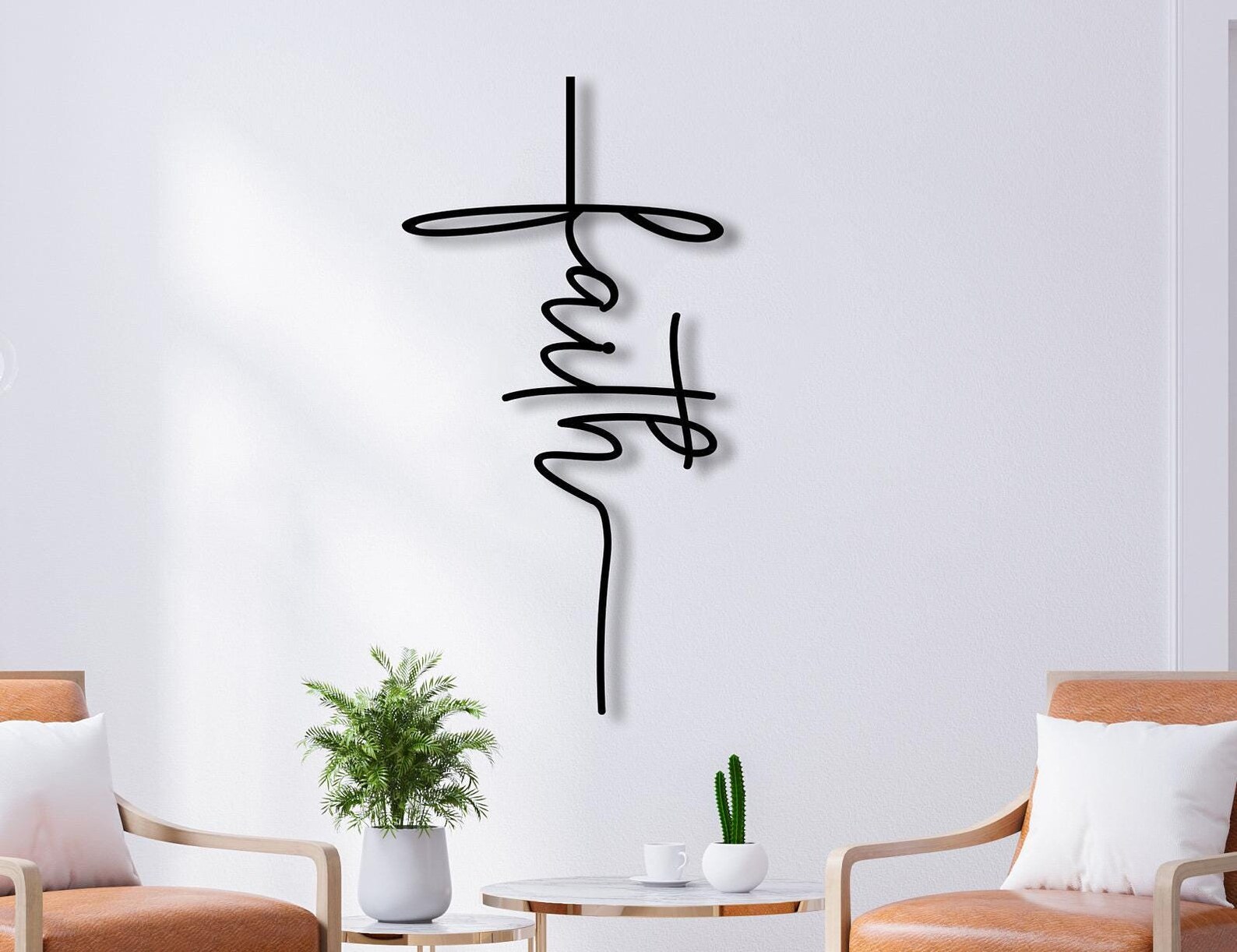 Handmade Faith Cross Metal Wall Art, Religious Jesus Wall Decor, Gift ...