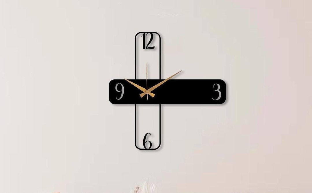 Modern Black Wall Clock, Minimalist Metal Wall Clock, Unique Design ...