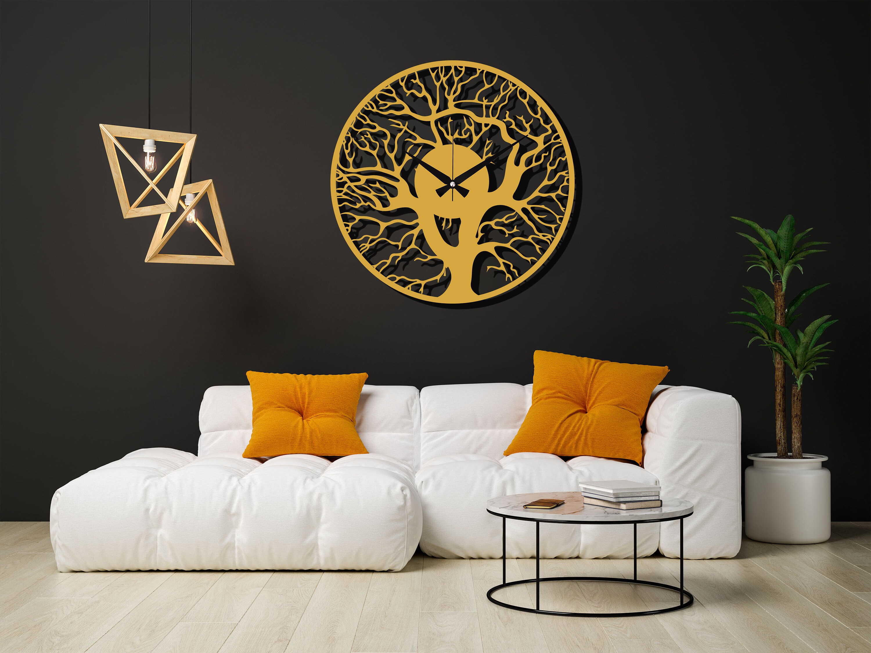 Nature,inspired Wall Clock With Tree Design ,available in Black, Gold ...