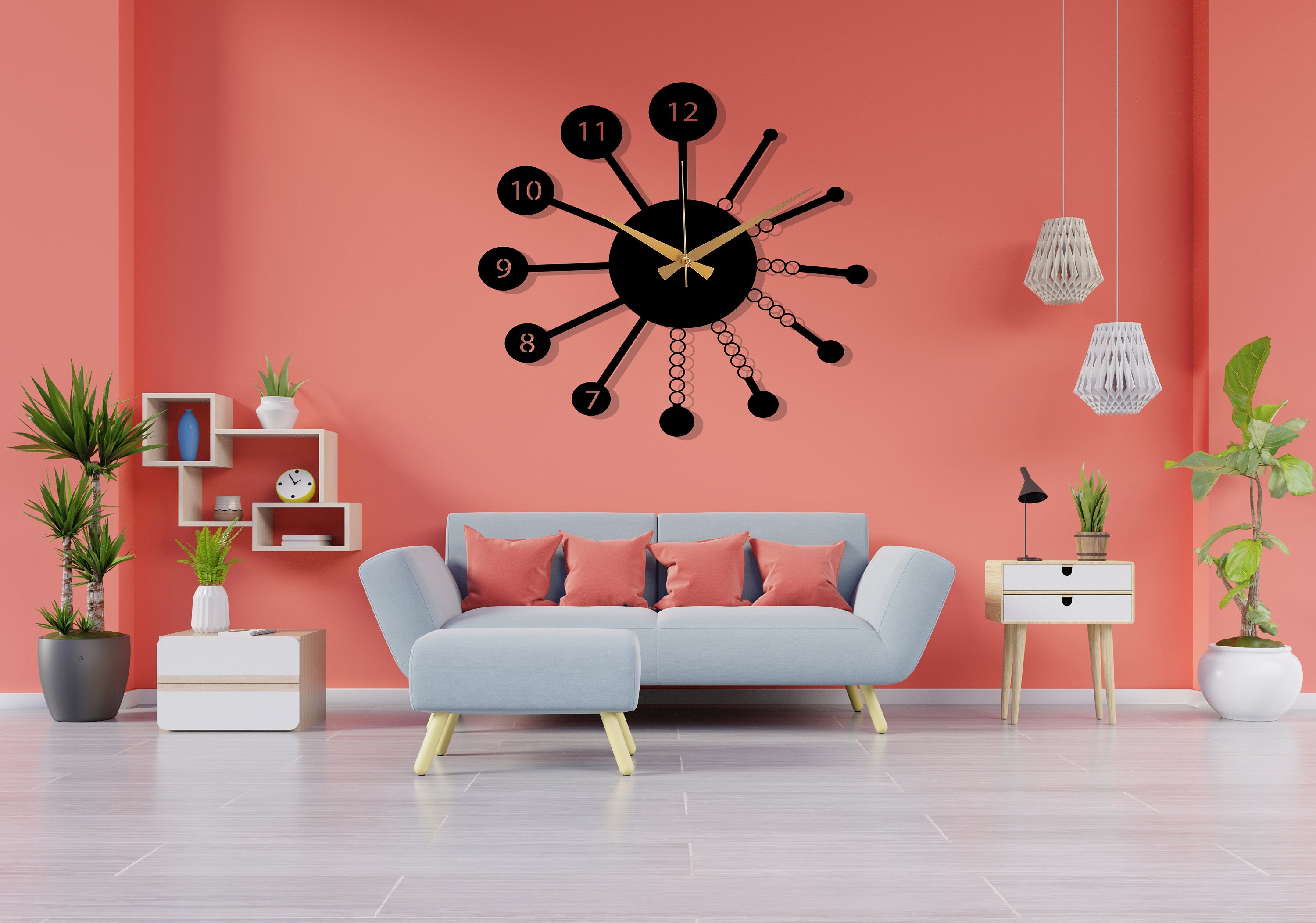 Modern Star Shaped Metal Wall Clock , Perfect for Living Room, Bedroom ...