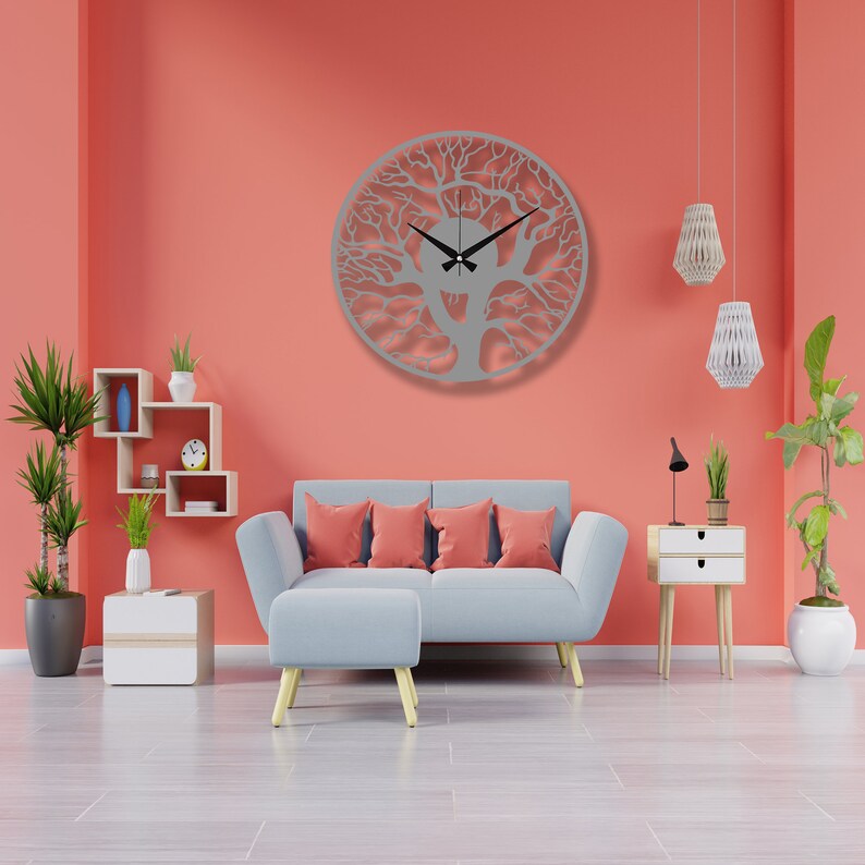 Nature,inspired Wall Clock With Tree Design ,available in Black, Gold ...