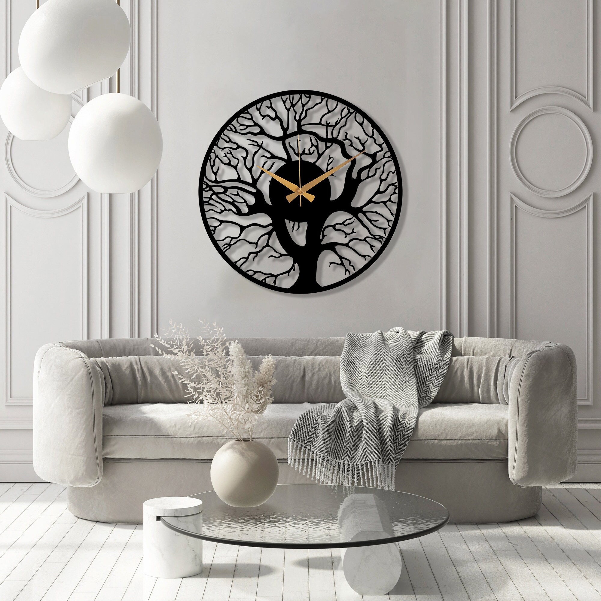 Nature,inspired Wall Clock With Tree Design ,available in Black, Gold ...