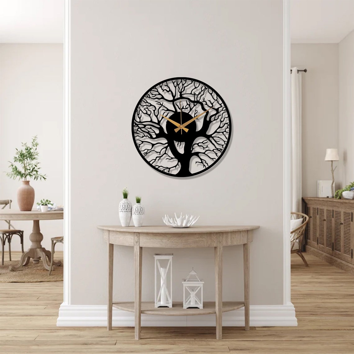 Nature,inspired Wall Clock With Tree Design ,available in Black, Gold ...