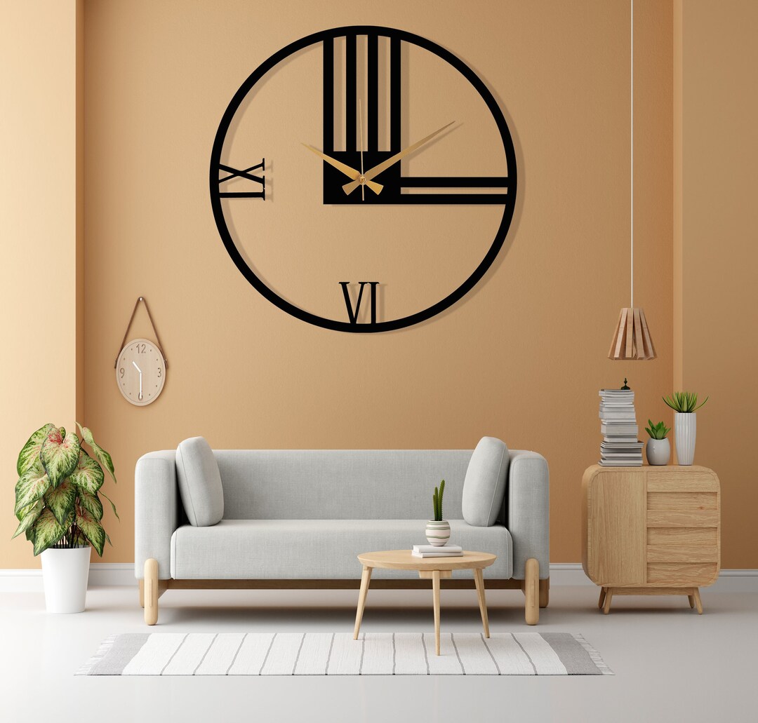 Minimalist Wall Clock, Mid Century Modern Wall Clock, Oversized Wall ...