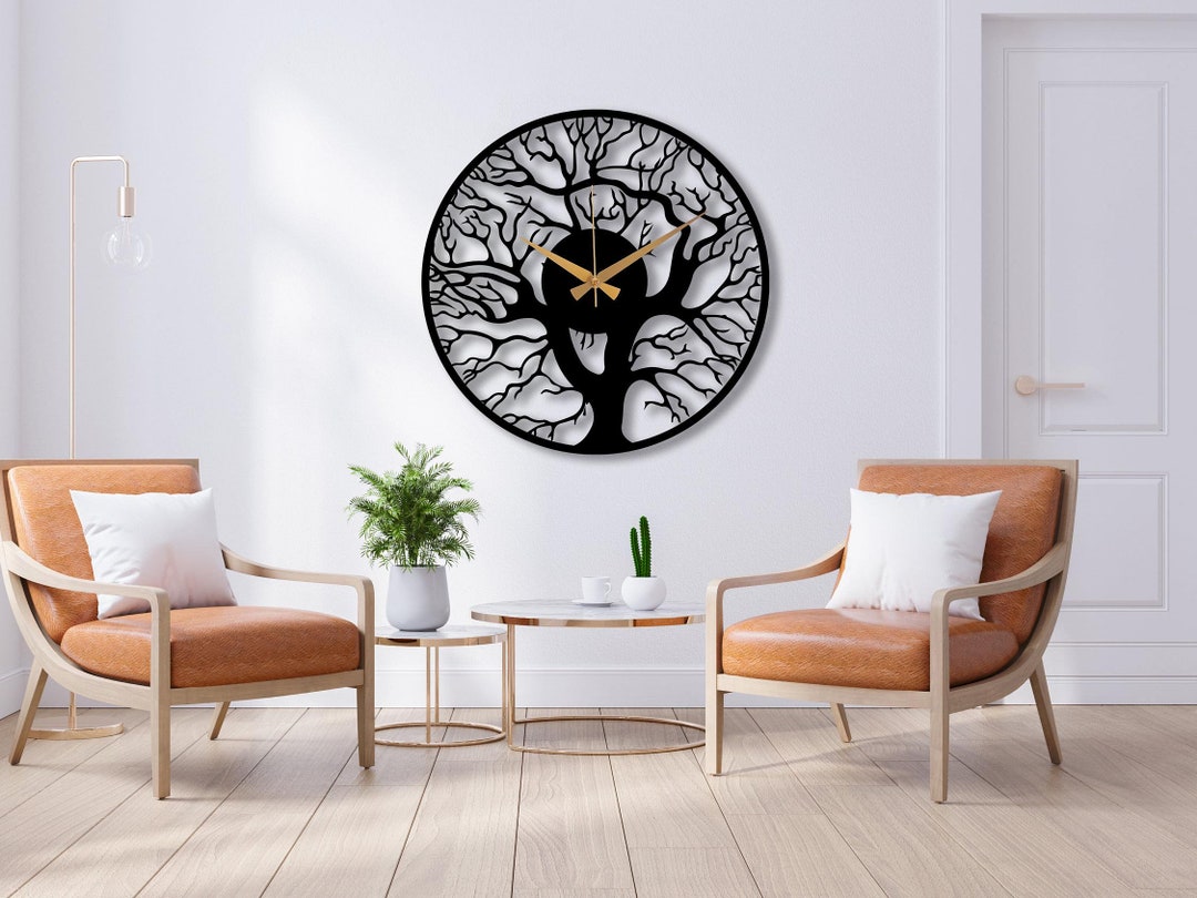 Nature,inspired Wall Clock With Tree Design ,available in Black, Gold ...