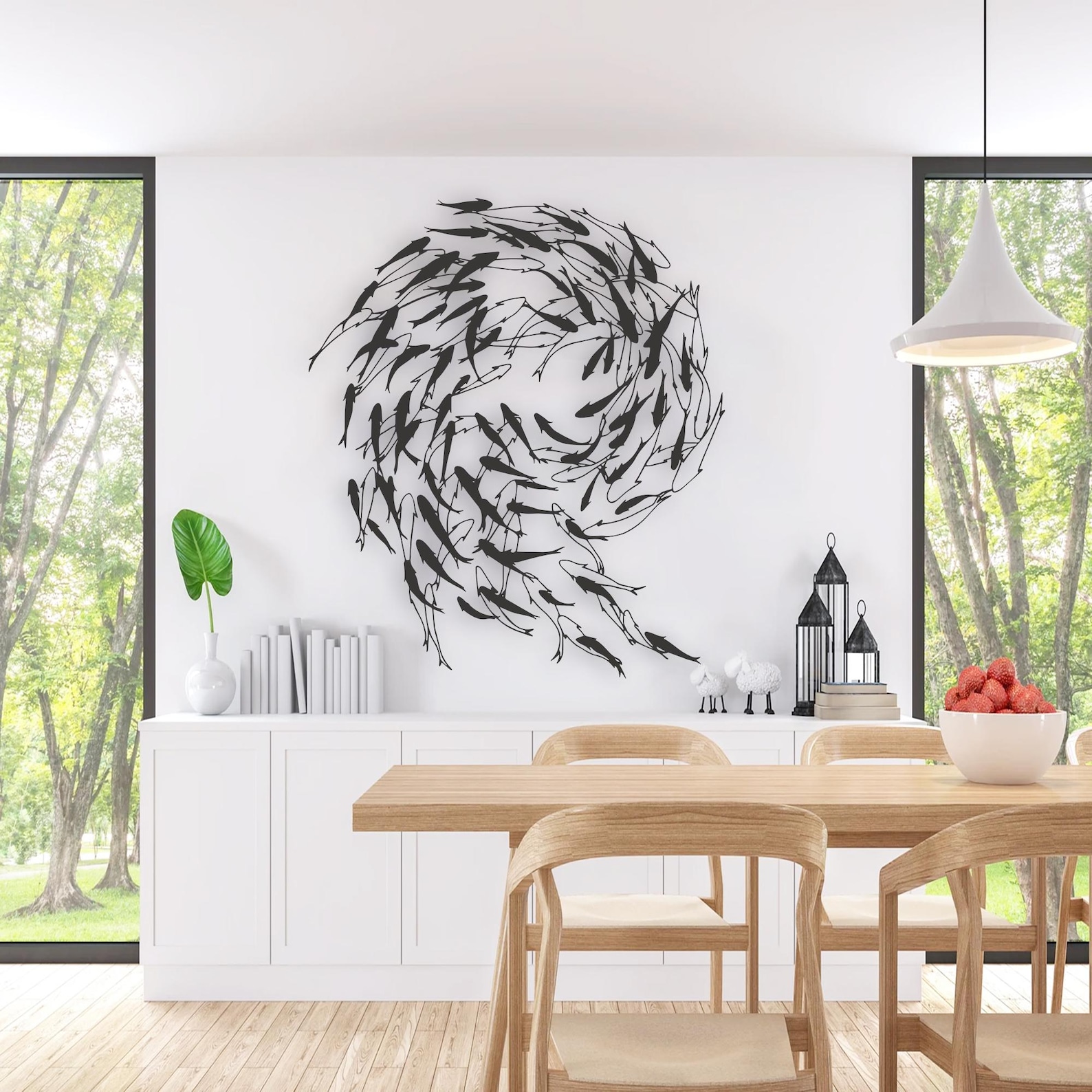Metal Fish Wall Art, Fish Family Wall Sign, Flock of Fish Sign ...