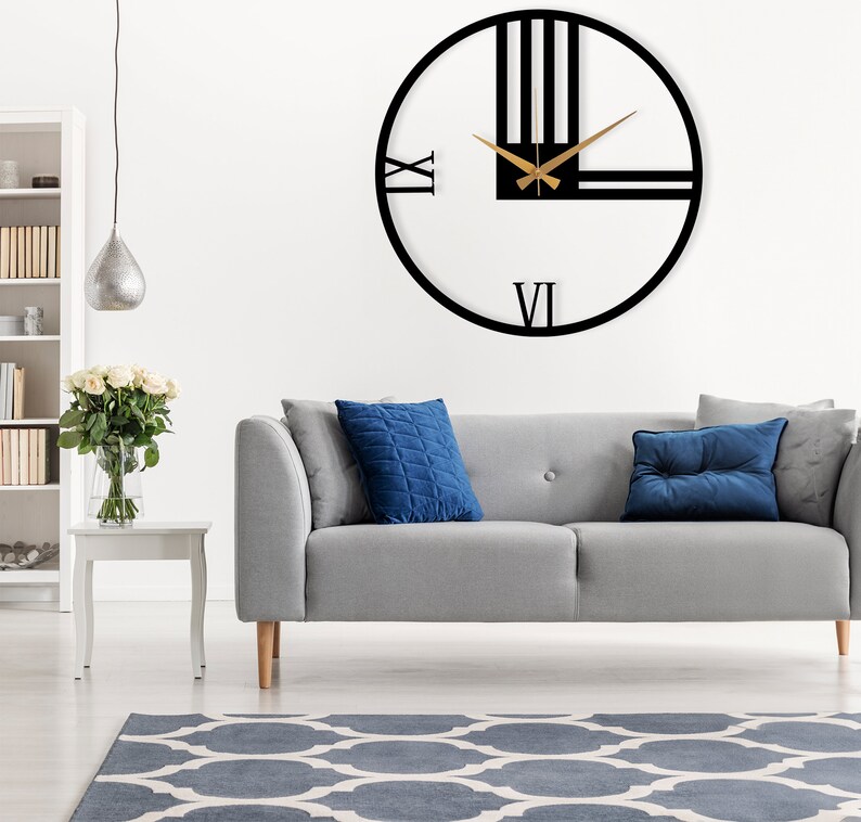 Minimalist Wall Clock, Mid Century Modern Wall Clock, Oversized Wall ...