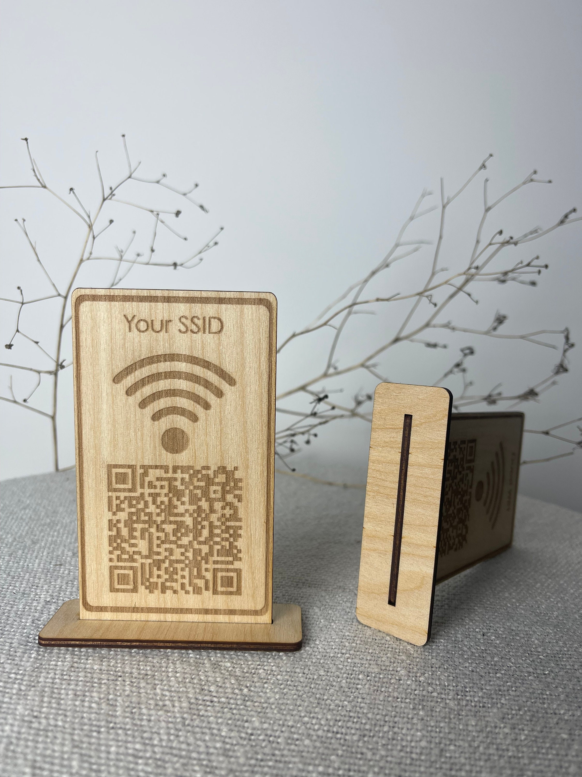Wifi Shield Guest Wifi Standee Wooden Stand With QR Code for Sharing ...