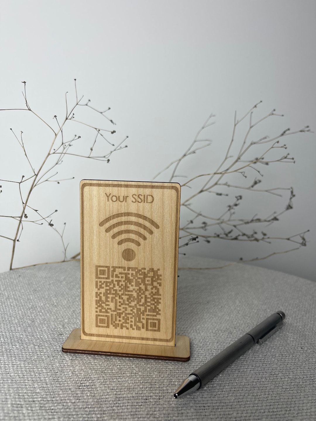 Wifi Shield Guest Wifi Standee Wooden Stand With QR Code for Sharing ...