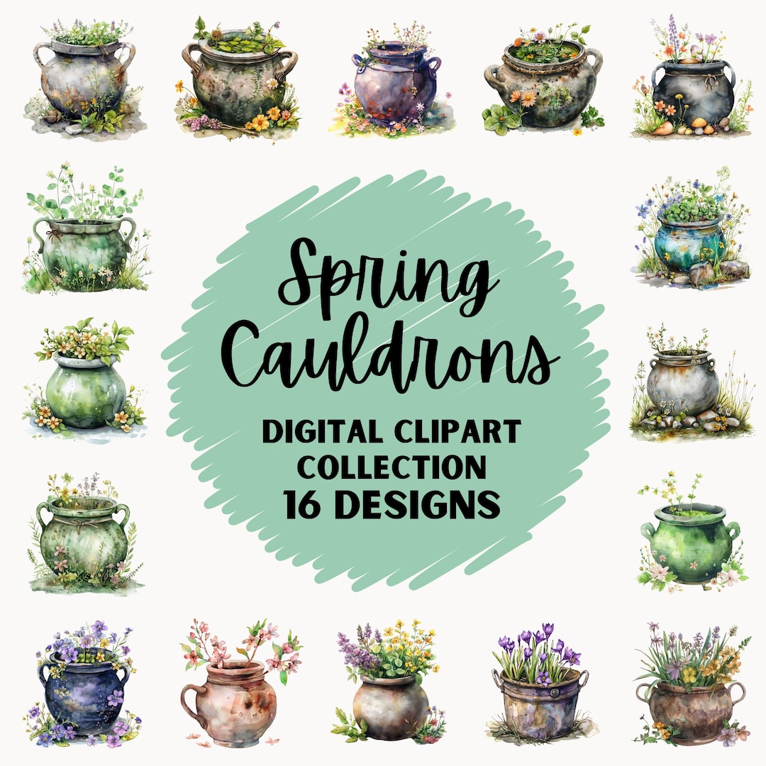 Spring Cauldrons - Digital Clipart Set - 16 Designs - Etsy