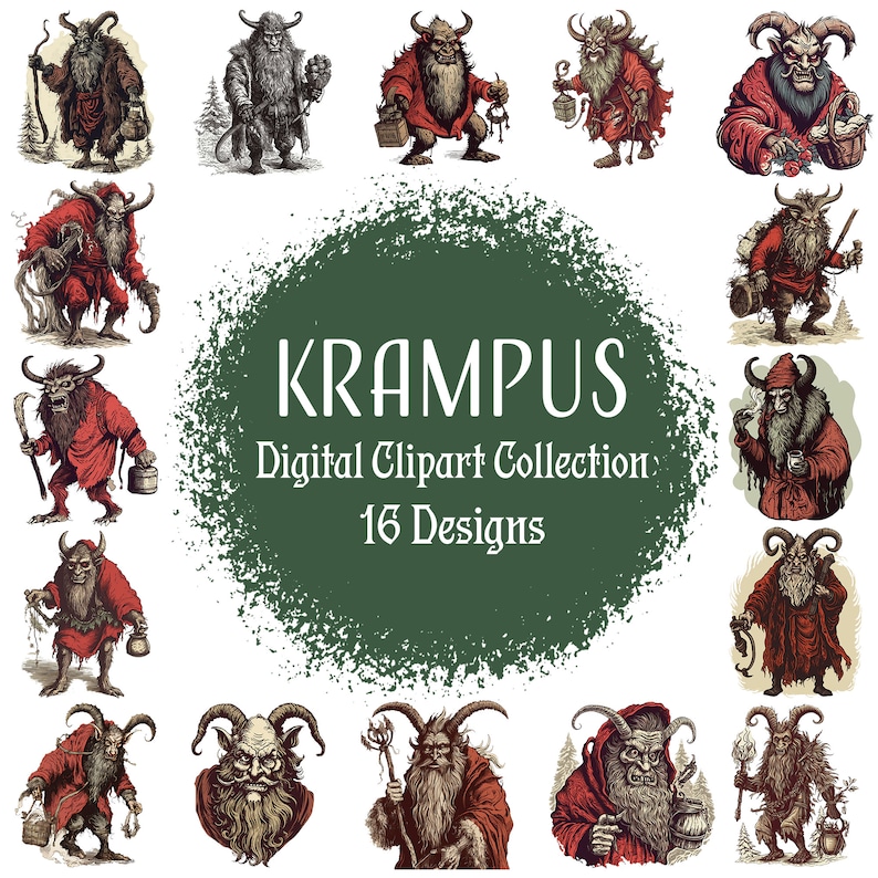 Krampus Fun - 16 Digital Clipart Designs for Your Festive Creations! - Etsy