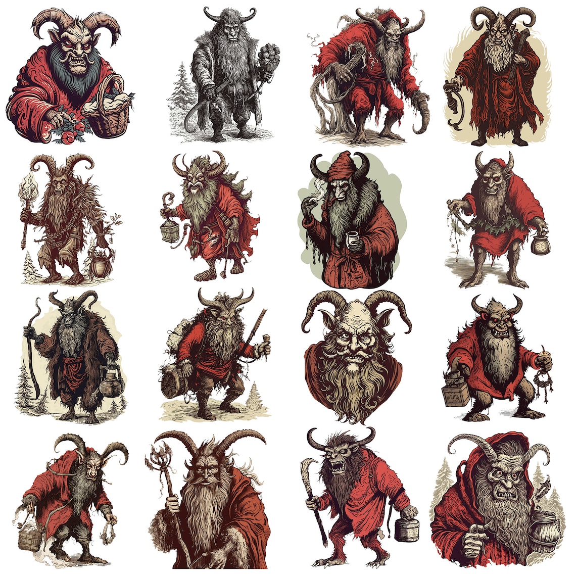 Krampus Fun - 16 Digital Clipart Designs for Your Festive Creations! - Etsy
