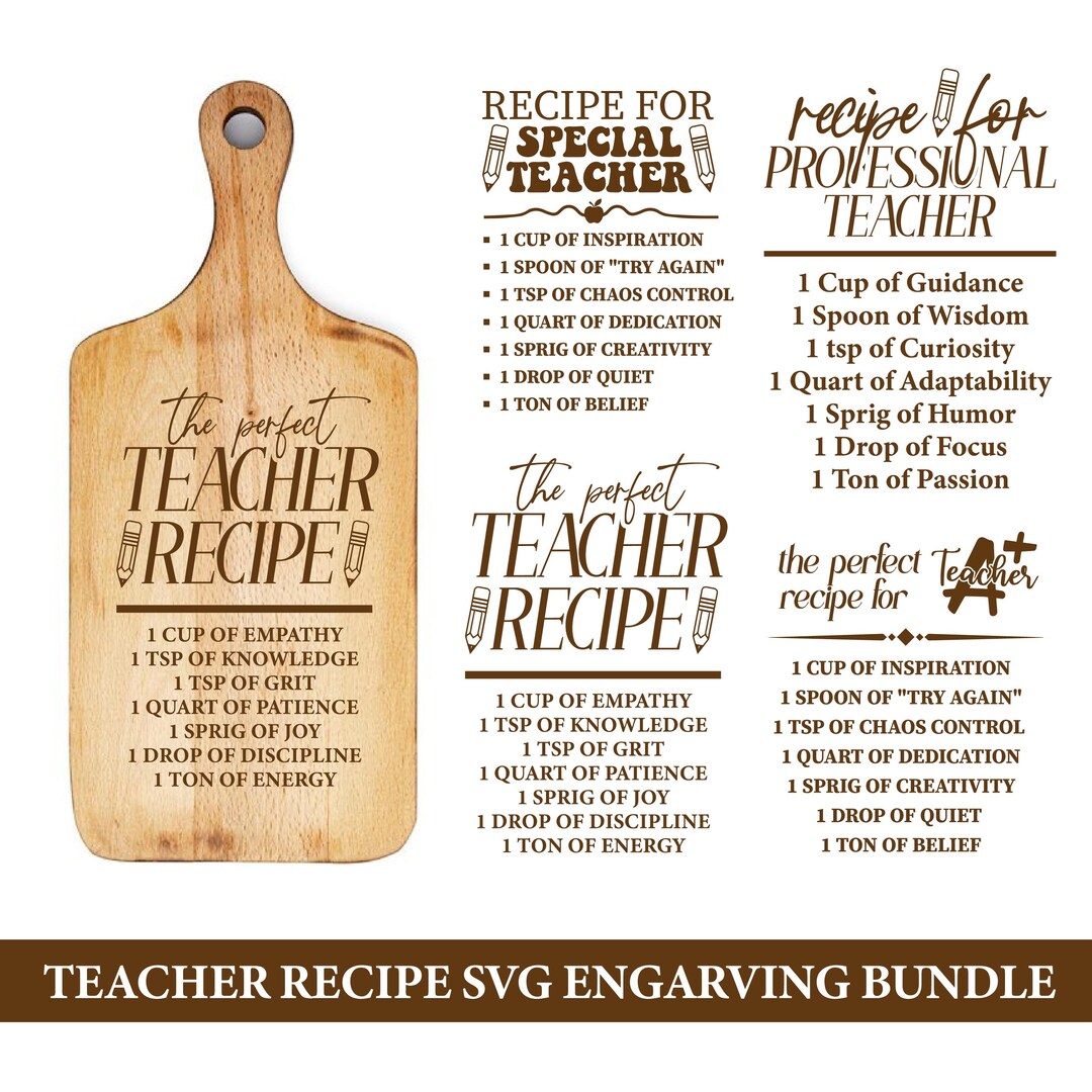 The Perfect Teacher Recipe Svg Bundle, Teacher Appreciation Quote Svg ...