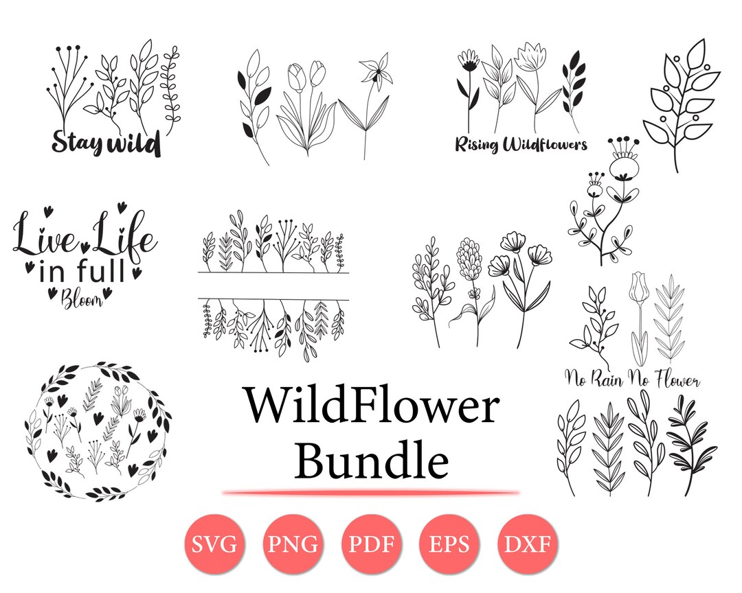 Bundle Wildflower Vector, Wildflower SVG, Wildflower Silhouette ...