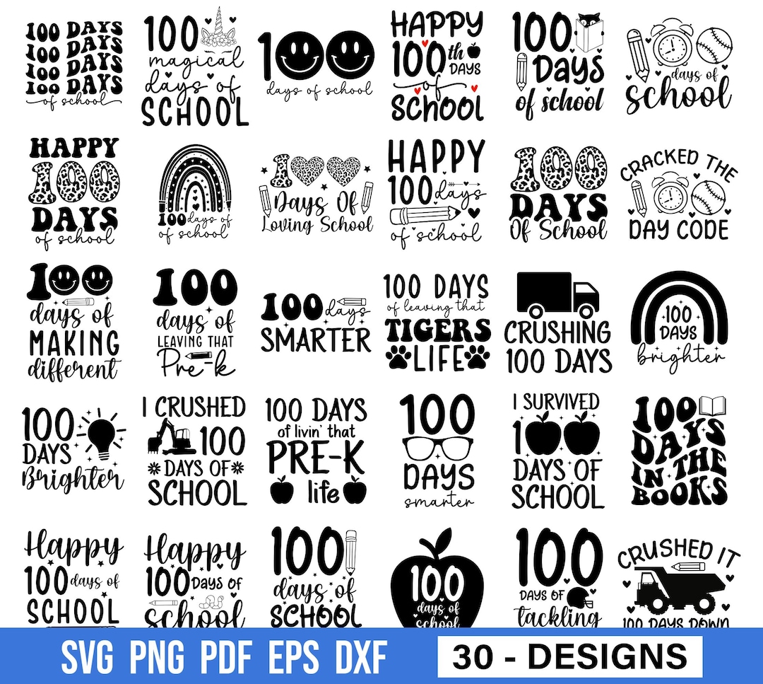 100 Days of School Bundle SVG 100 Days of School Png, Playground Svg ...