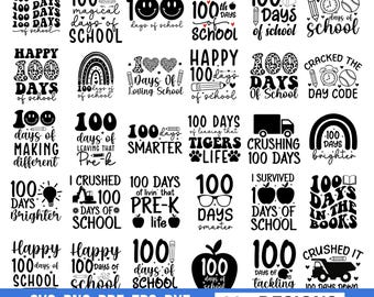 100 Days of School Bundle SVG, School Shirt Svg, 100 Days of School Png ...