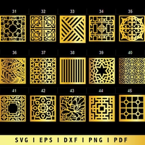 Square Geometric Patterns Panel Set Laser Cutting CNC Cutting Files ...
