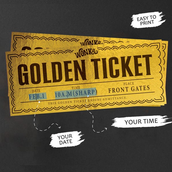 Golden Ticket Template - Etsy