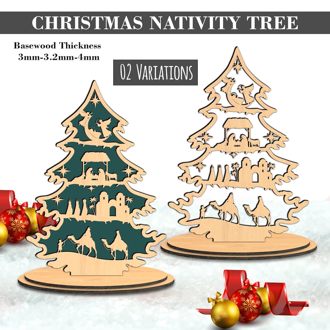 Nativity Christmas Tree Decor Laser Cut Svg, Nativity Stand Svg ...