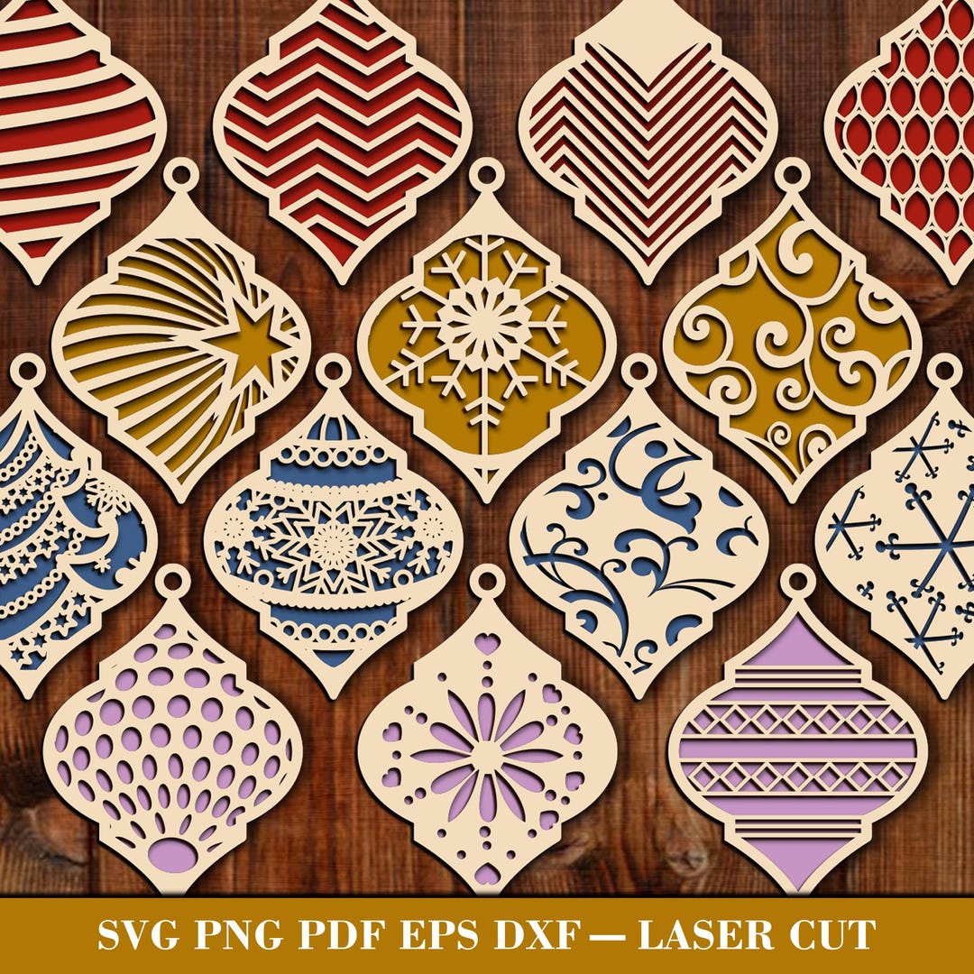 Christmas Ornaments SVG Laser Cut Files, Christmas Hanging Wooden ...